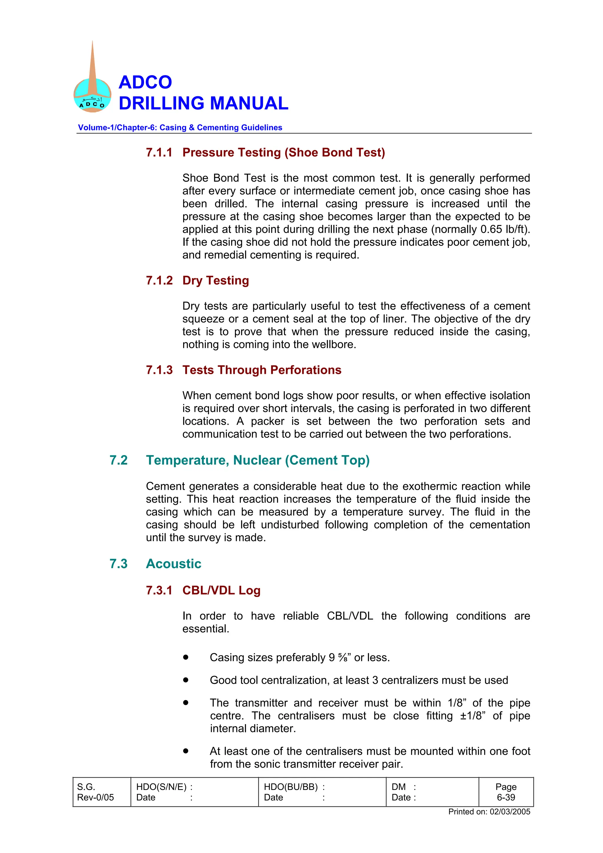 casing and cementing _ ADCO drilling manual | PDF
