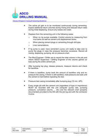 casing and cementing _ ADCO drilling manual | PDF