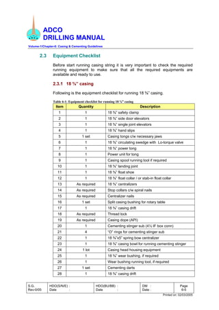 casing and cementing _ ADCO drilling manual | PDF