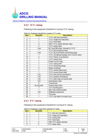 casing and cementing _ ADCO drilling manual | PDF