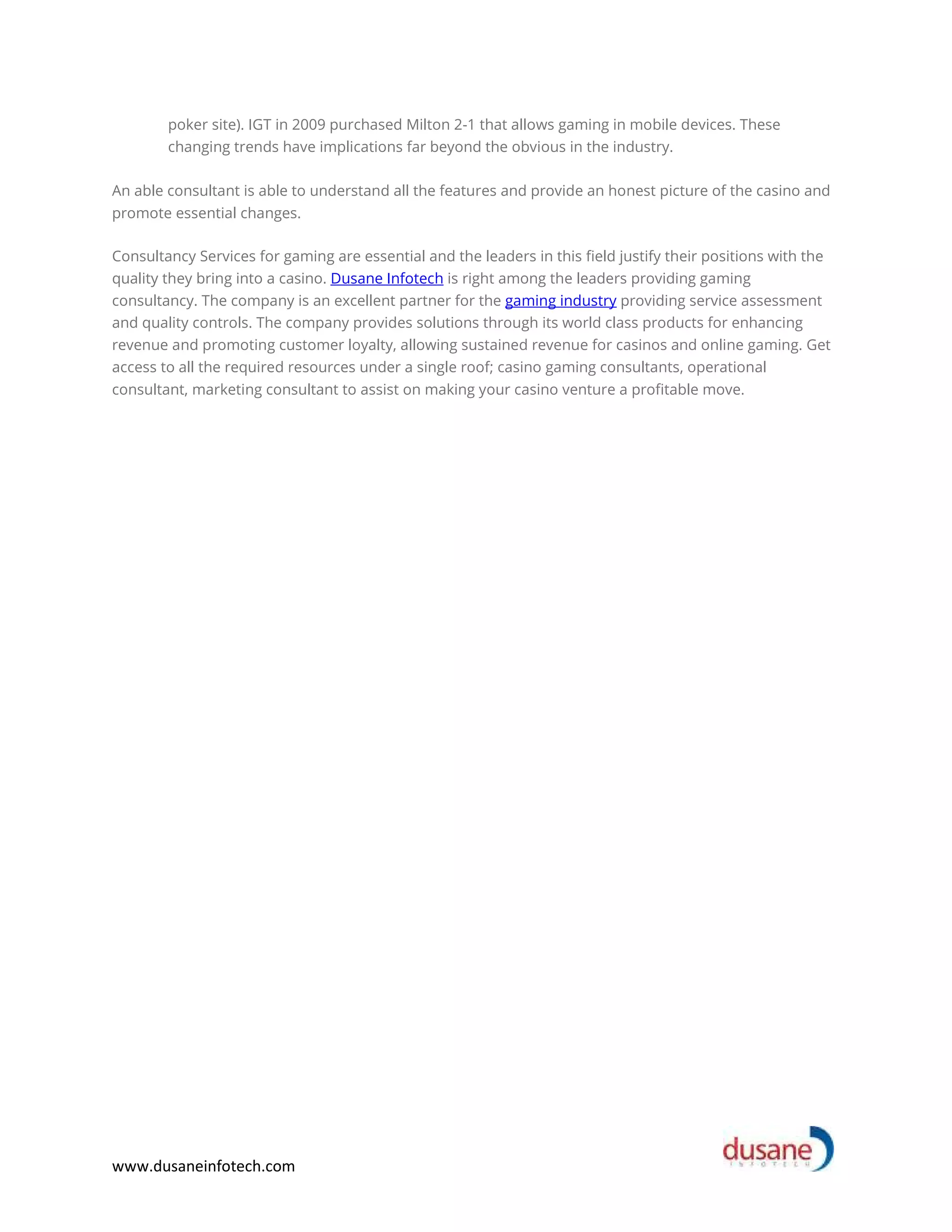 Casino gaming consultants | PDF