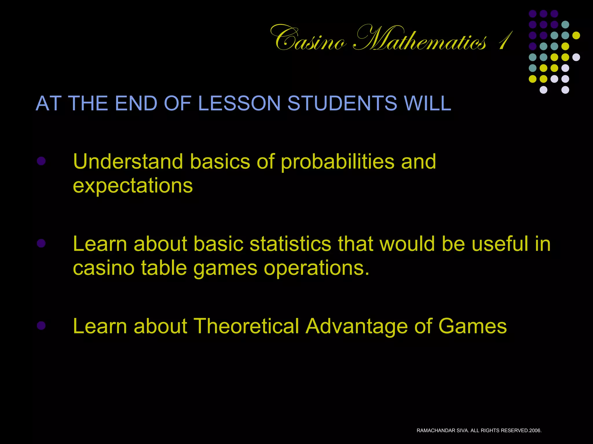 Introduction to Casino Mathematics | PPT