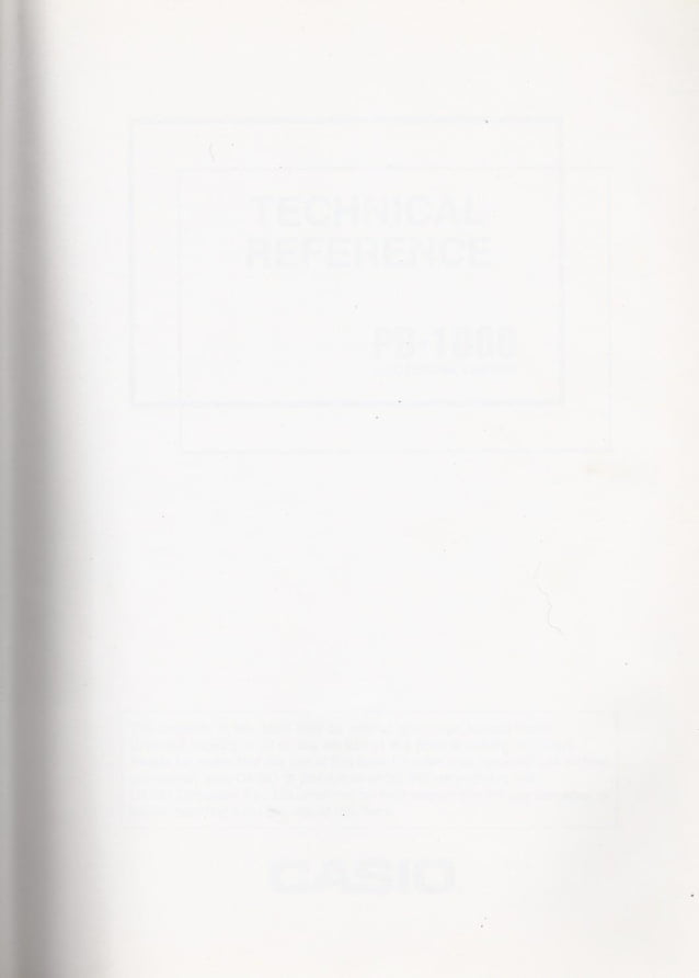 Casio pb 1000 technical reference | PDF