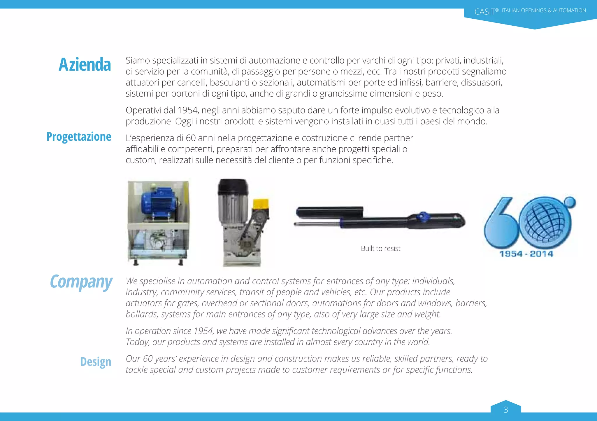 CASIT PRODUCT SUMMARY_ENGLISH_ITALIAN | PDF