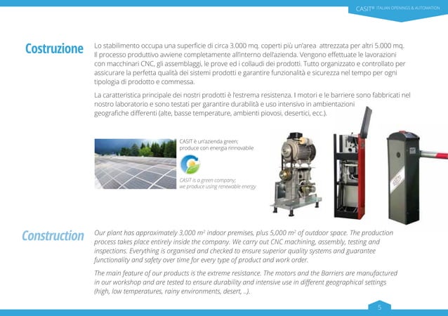 CASIT PRODUCT SUMMARY_ENGLISH_ITALIAN | PDF