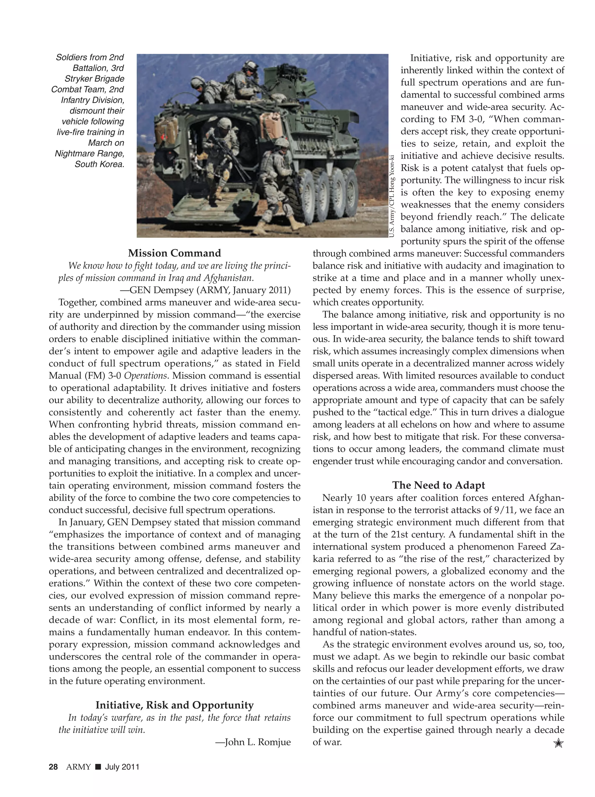 Beyond the Horizon: Defining Army Core Competencies for the 21st ...