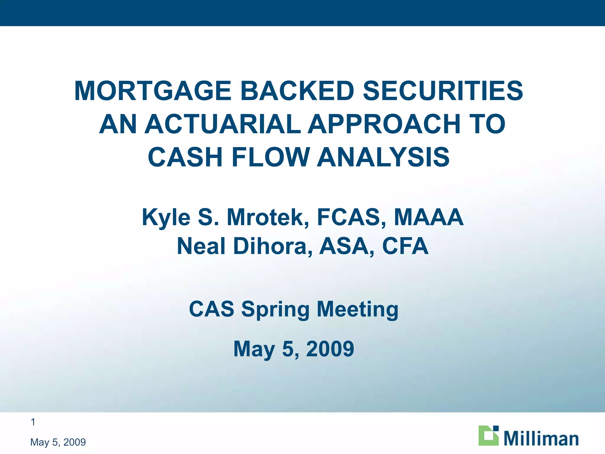 Actuarial Approach to MBS Valuation | PPT