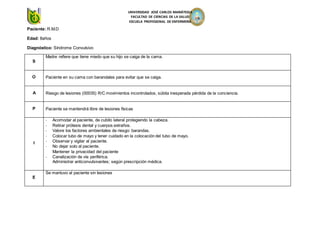 PAE DE SINDROME CONVULSIVO - PEDIATRIA | DOCX