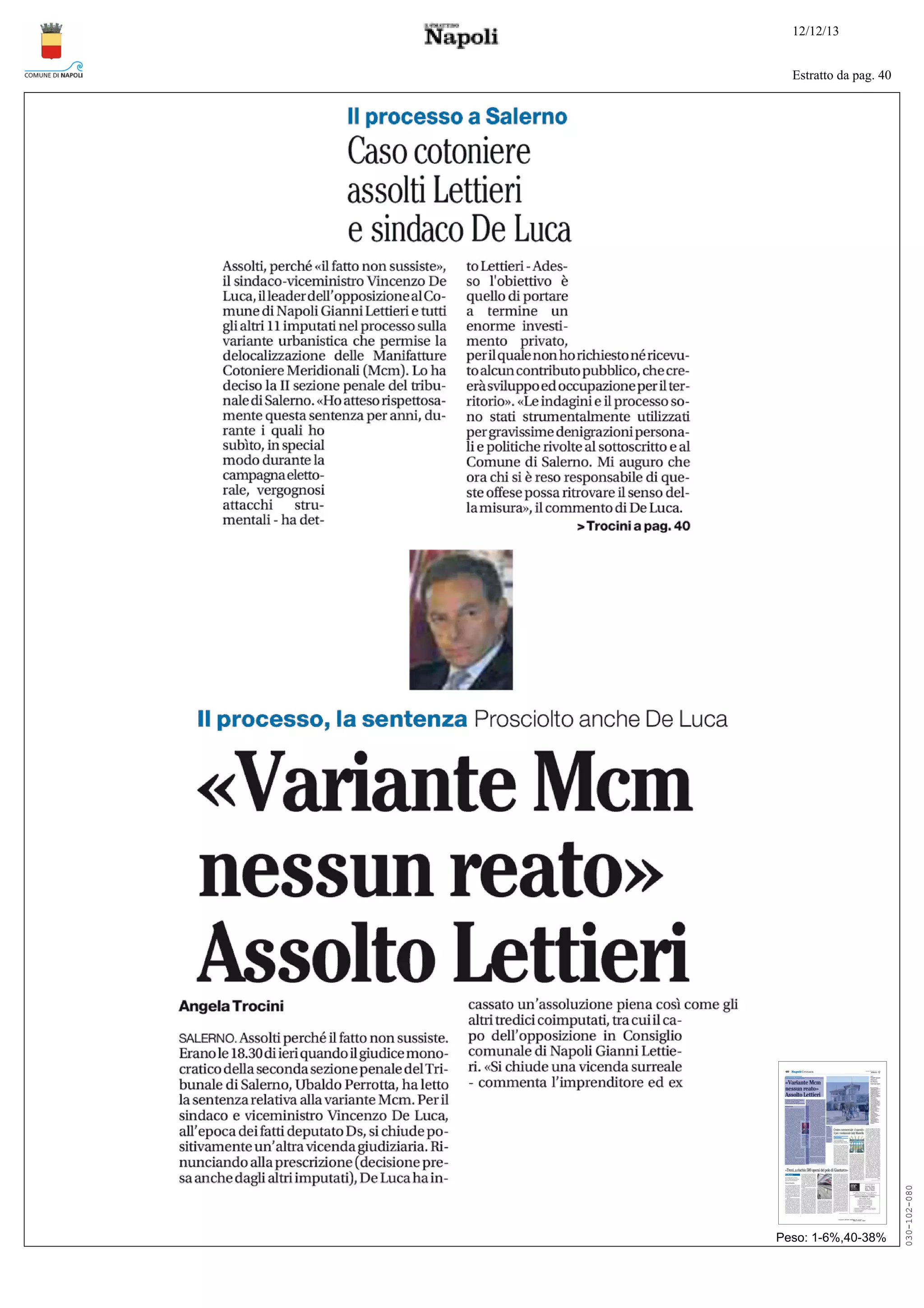 Caso cotoniere assolto Gianni Lettieri | PDF