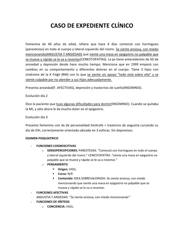Ejemplo De Un Expediente Clinico De Un Paciente Expediente Clínico