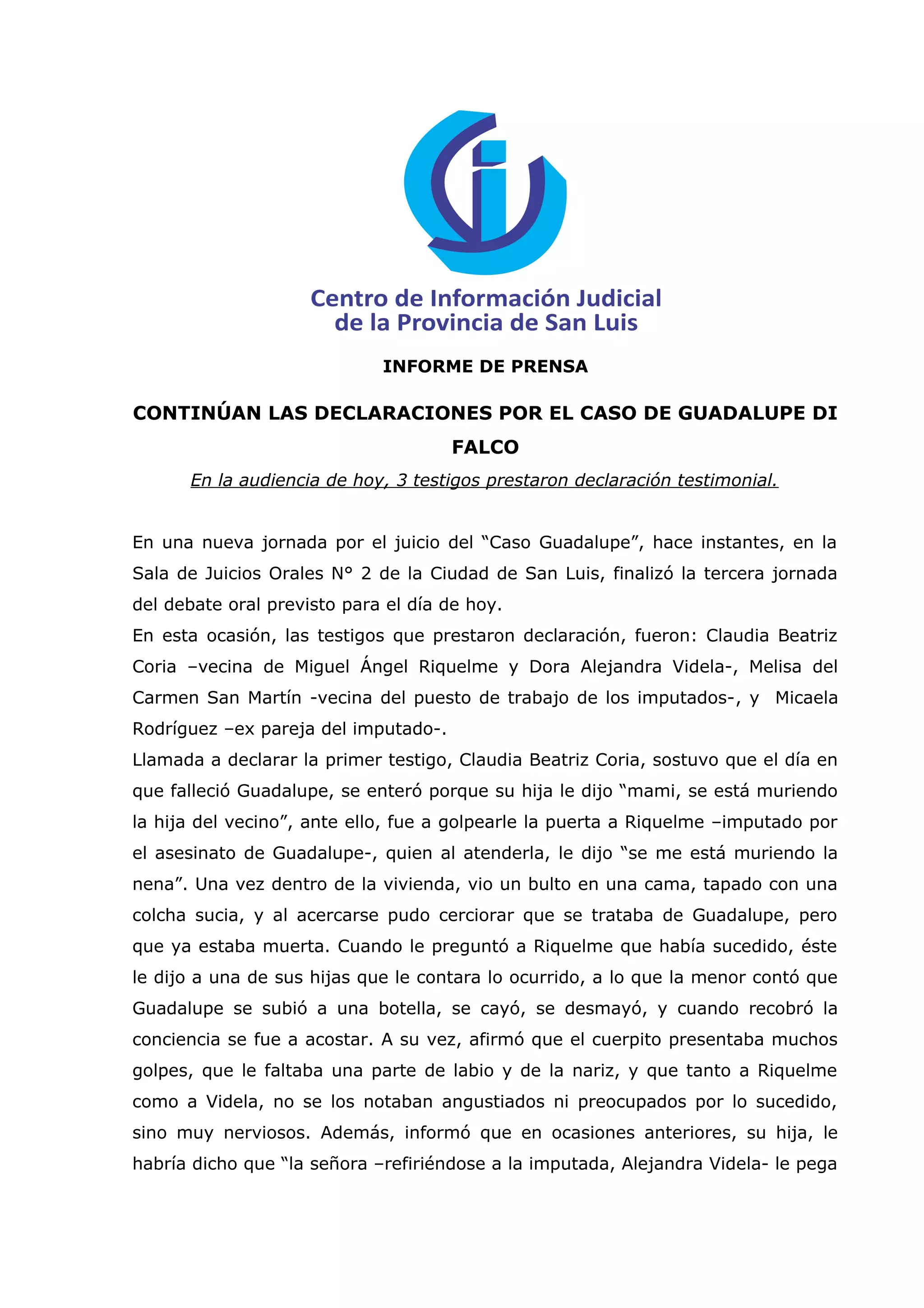 Caso guadalupe | DOC | Crime & Harmful Acts to Individuals, Society ...