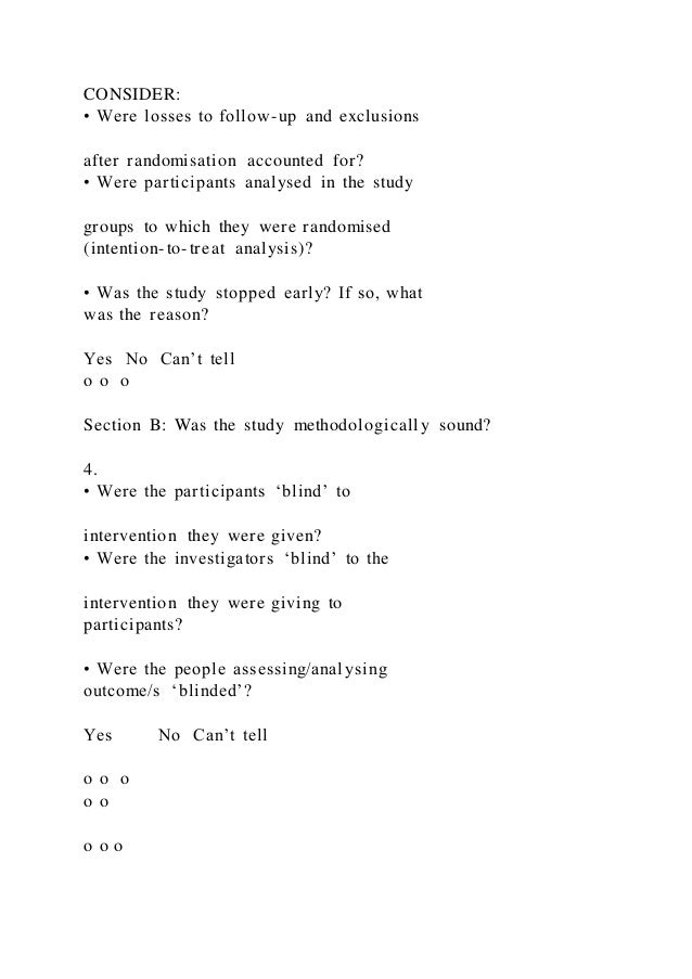 CASP Randomised Controlled Trial Standard Checklist 11 que | PDF