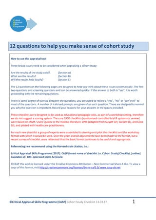 Critical Appraisal Skills Programme (CASP) Cohort Study Checklist ...