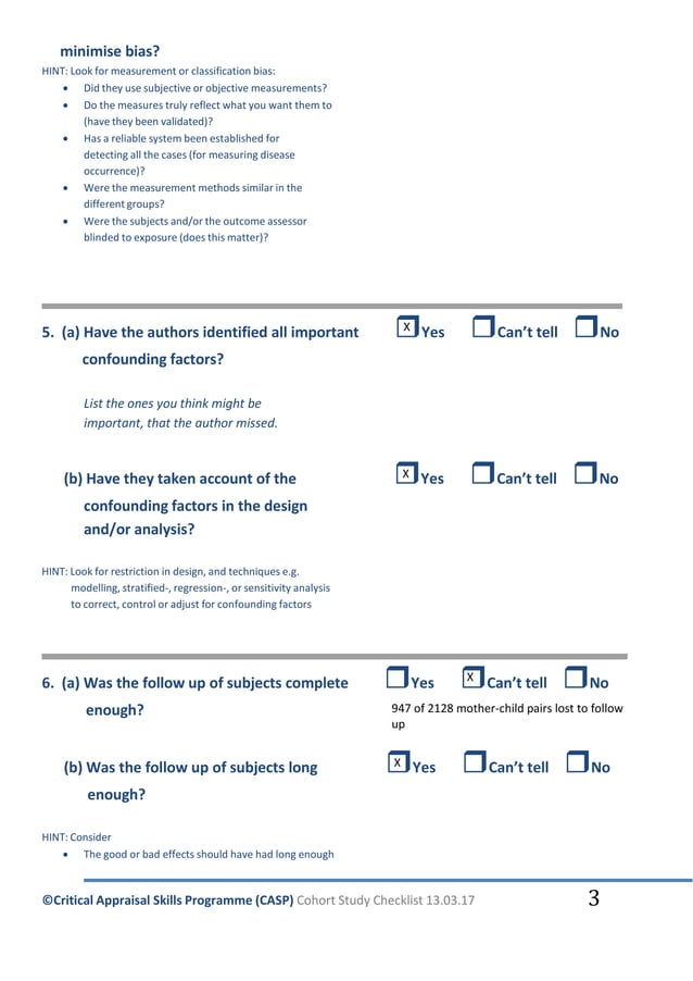 Critical Appraisal Skills Programme (CASP) Cohort Study Checklist ...