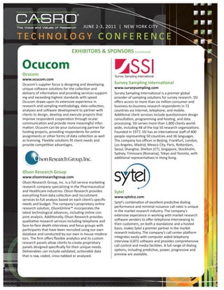 Casro 2011 technology conference program information | PDF