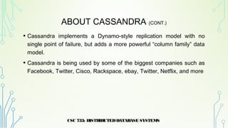 Cassandra - A Distributed Database System | PPT | Databases | Computer Software and Applications
