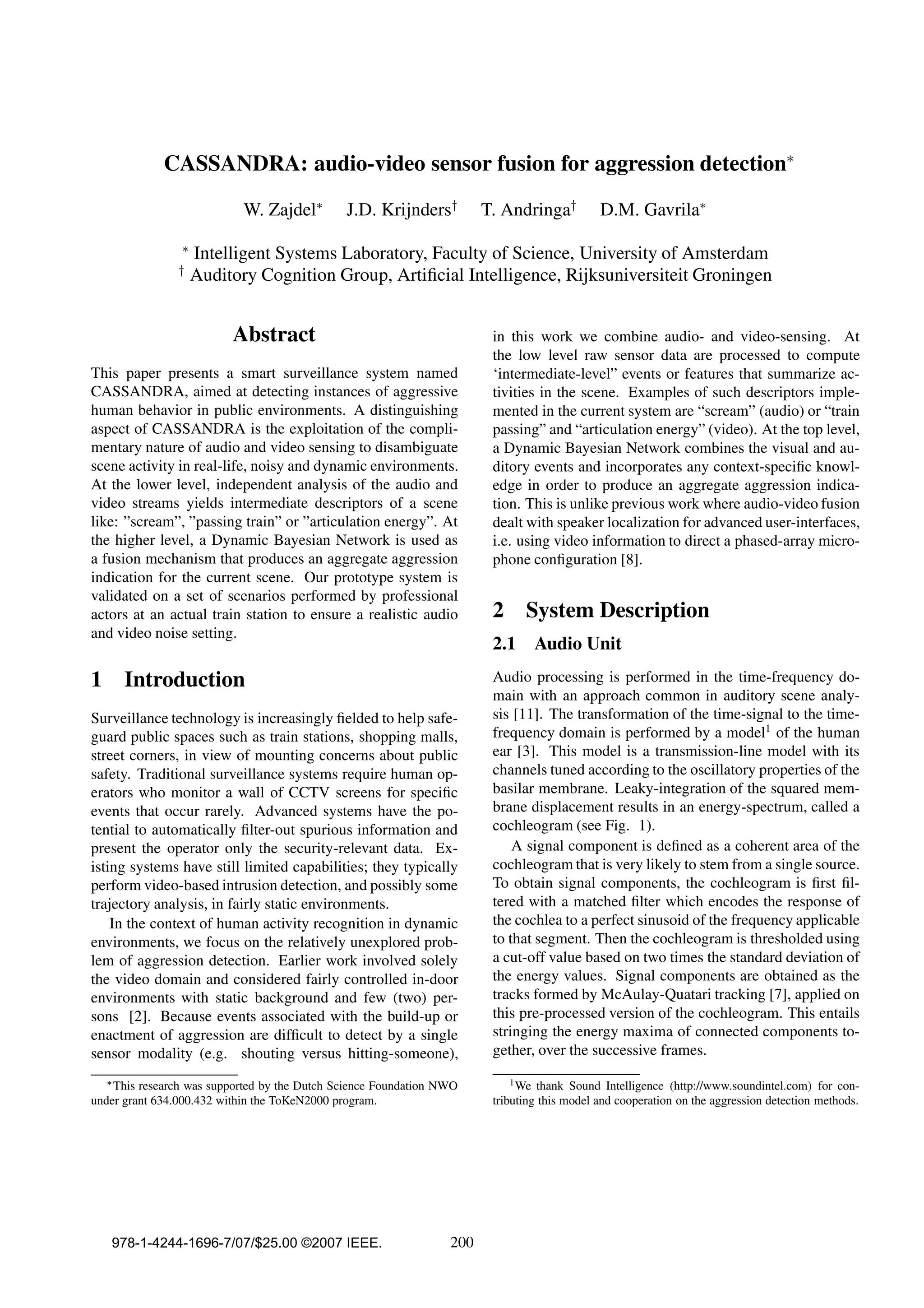 Cassandra audio-video sensor fusion for aggression detection | PDF