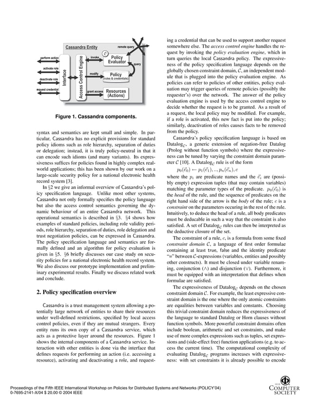 Cassandra distributed access control policies with tunable expressiveness | PDF