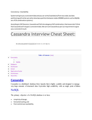 Cassandra architecture | DOCX | Databases | Computer Software and Applications