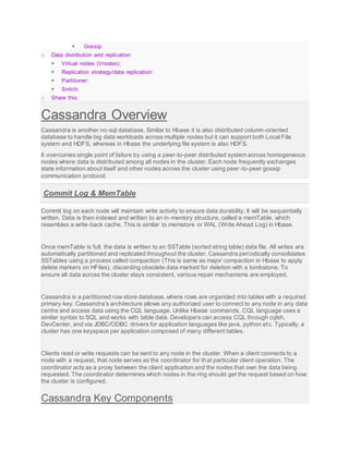Cassandra architecture | DOCX | Databases | Computer Software and Applications