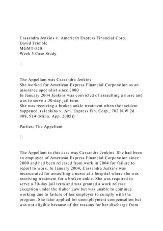 Cassandra Jenkins v. American Express Financial Corp.David Tri.docx