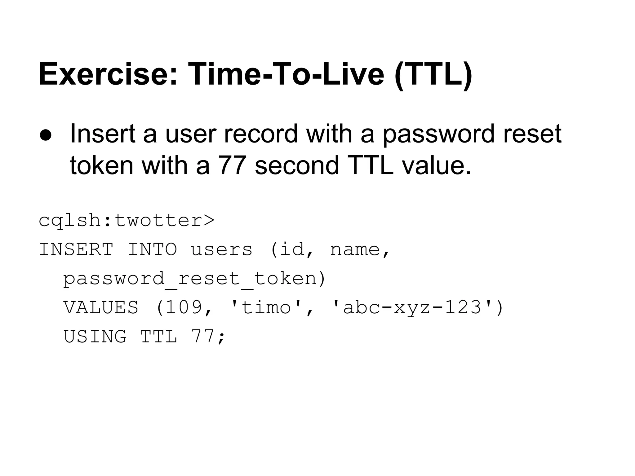 Apache Cassandra Lesson: Data Modelling and CQL3 | PPT