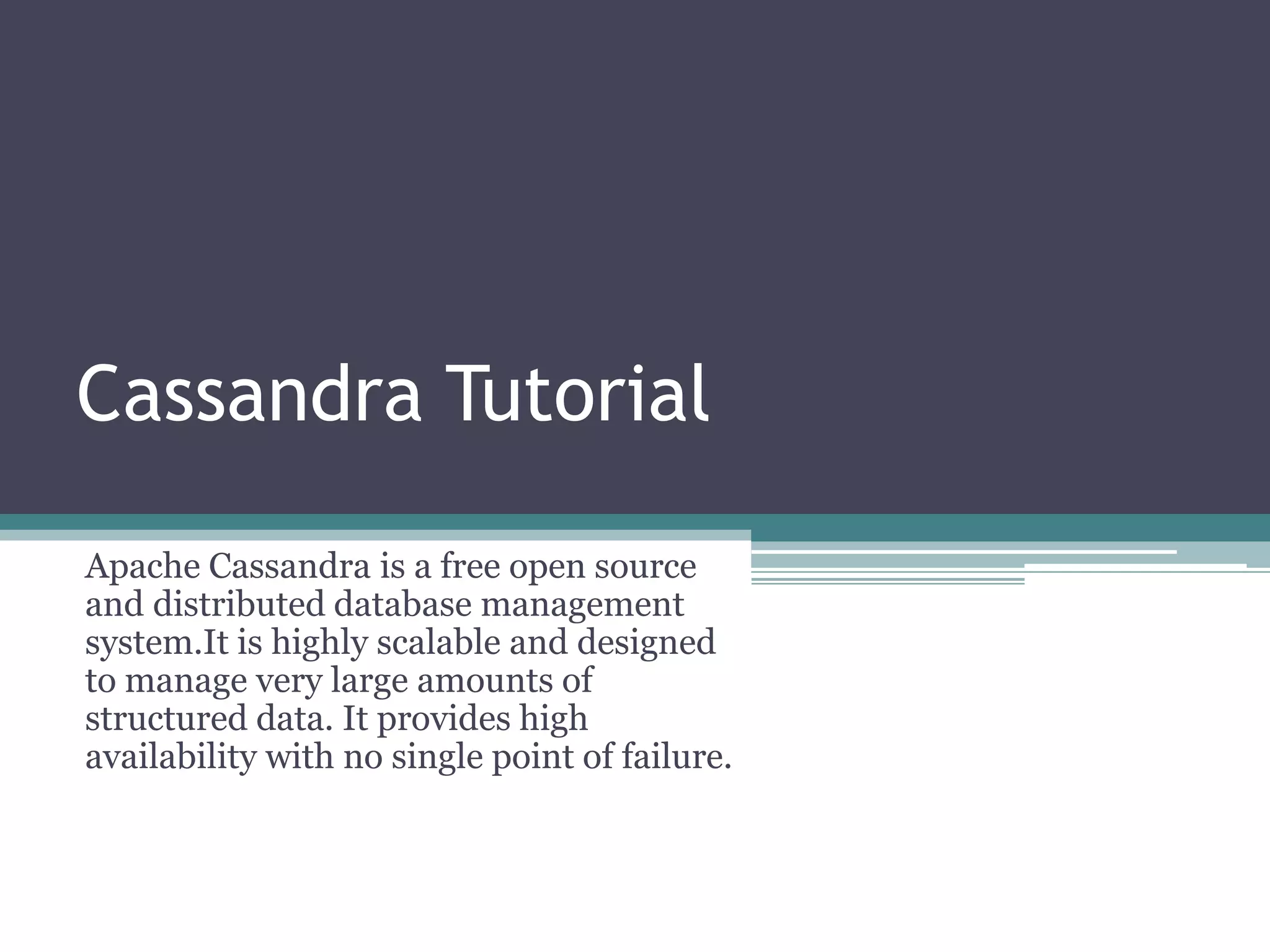 Cassandra tutorial | PPT