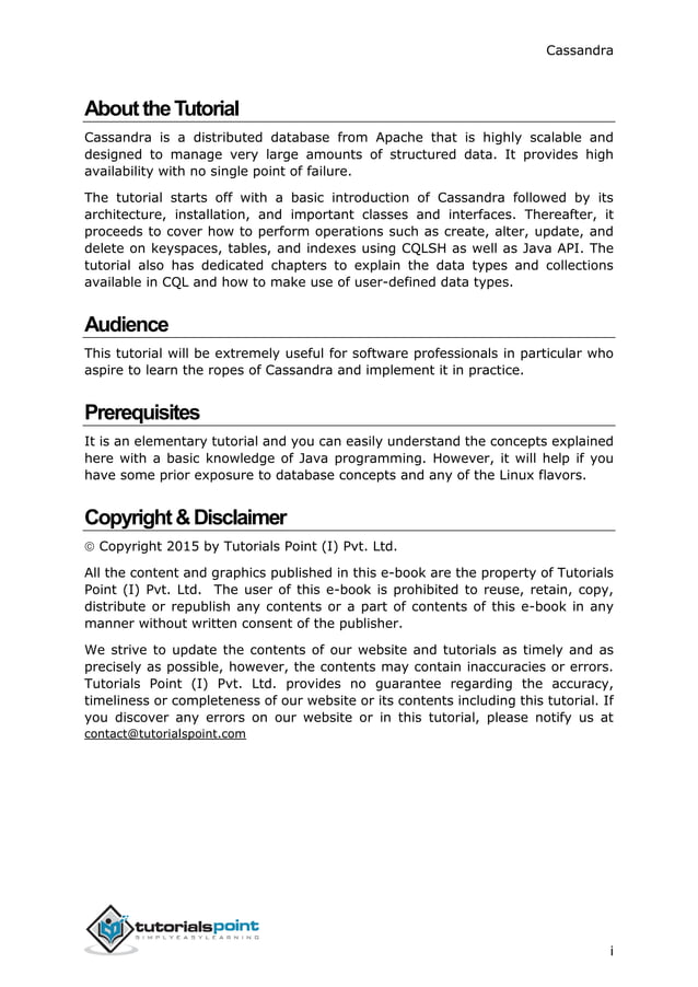 Cassandra tutorial | PDF