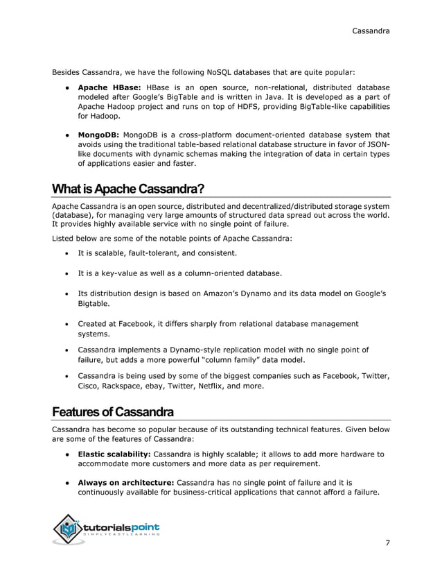 Cassandra tutorial | PDF