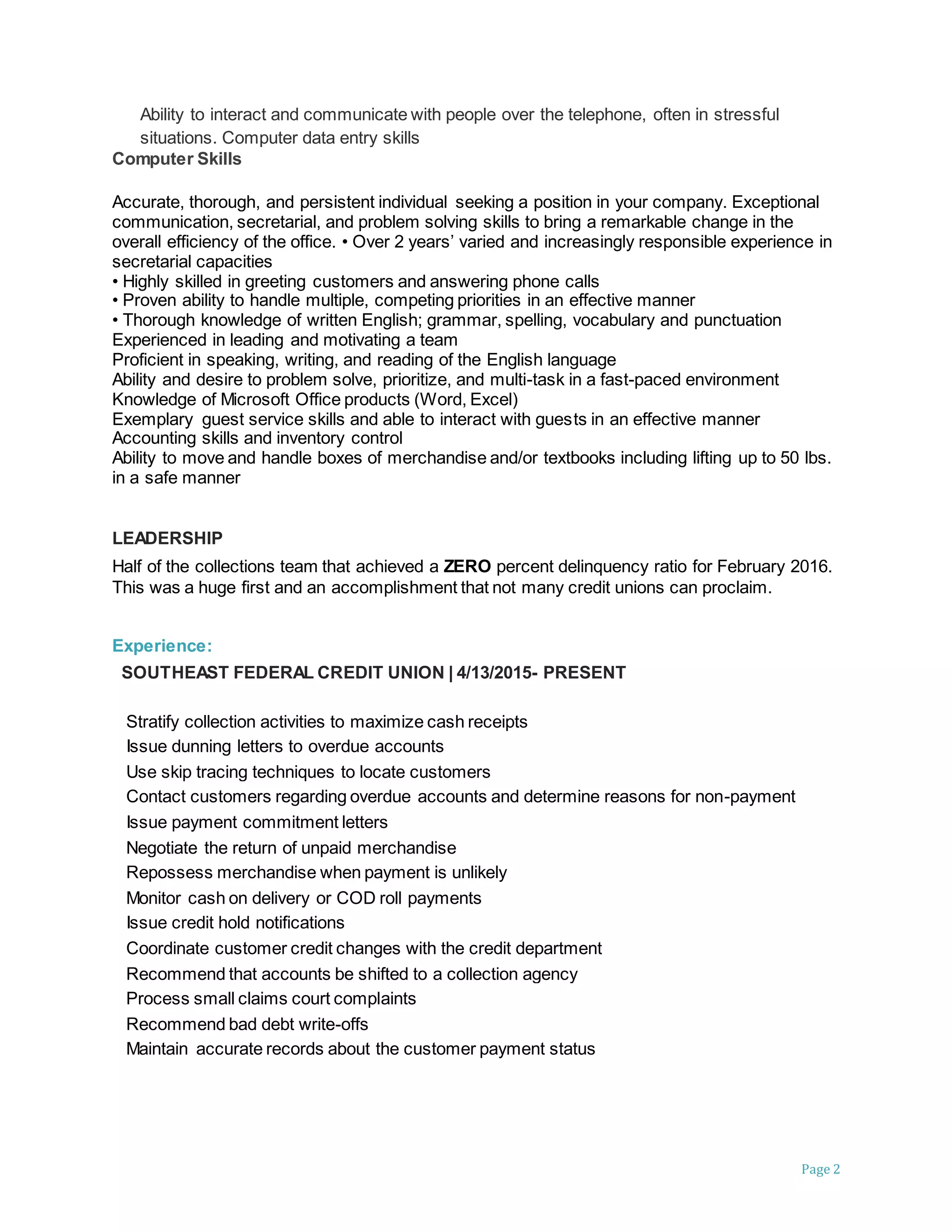 Cassandra white resume may 2016 | PDF