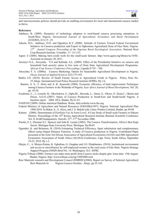 Cassava farmers' perception of cassava initiative implication for cassava transformation in ...