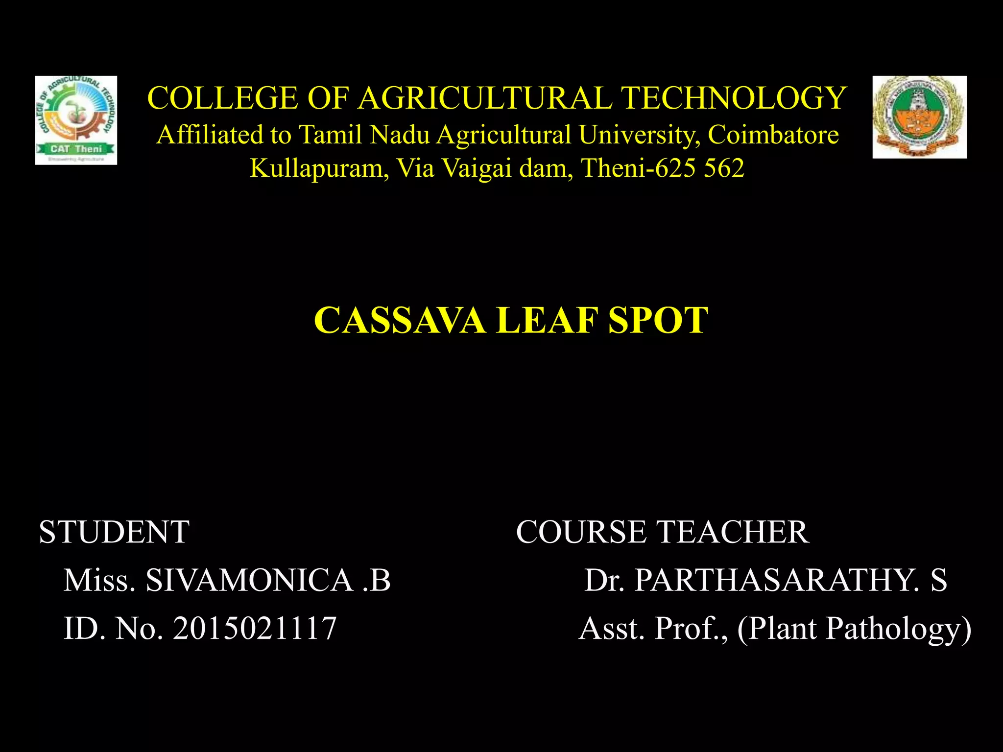 Cassava leaf spot | PPT
