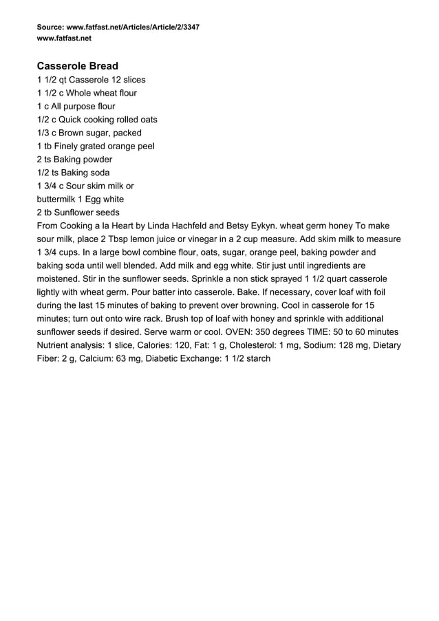 Casserole bread | PDF | Cooking | Food & Drink