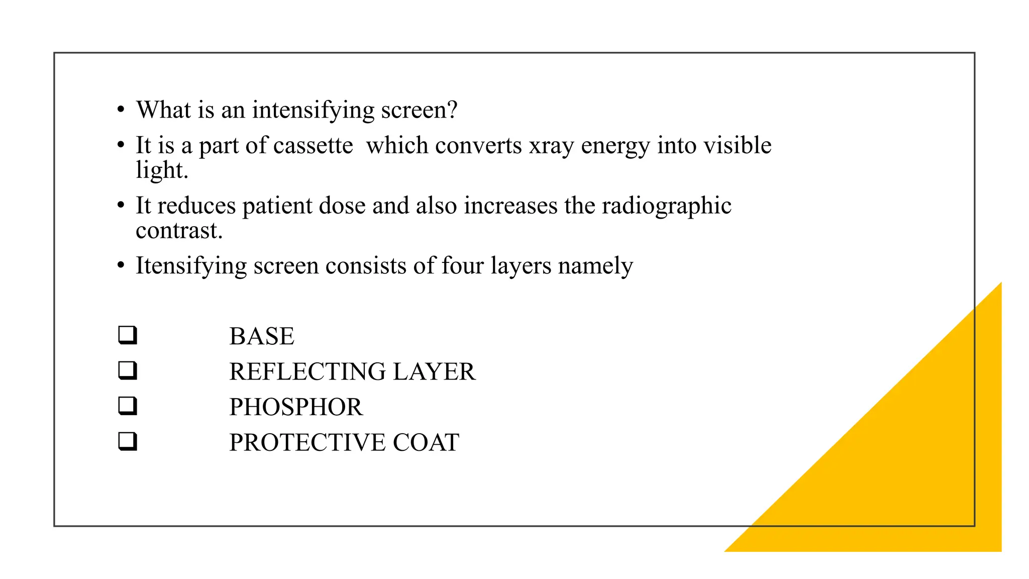 CASSETTE, TYPES OF CASSETTE AND INTENSIFYING SCREEN.pptx