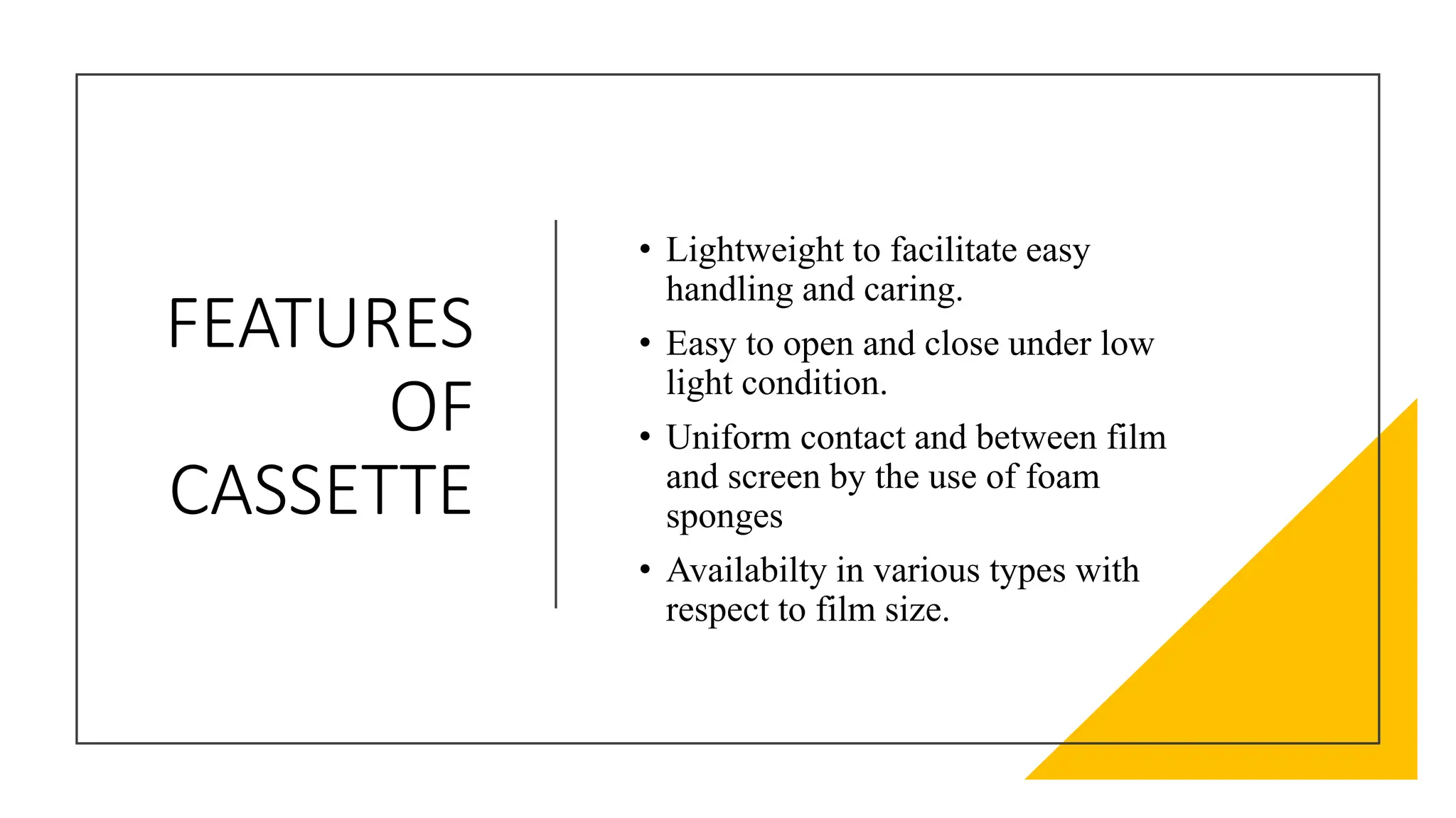 CASSETTE, TYPES OF CASSETTE AND INTENSIFYING SCREEN.pptx