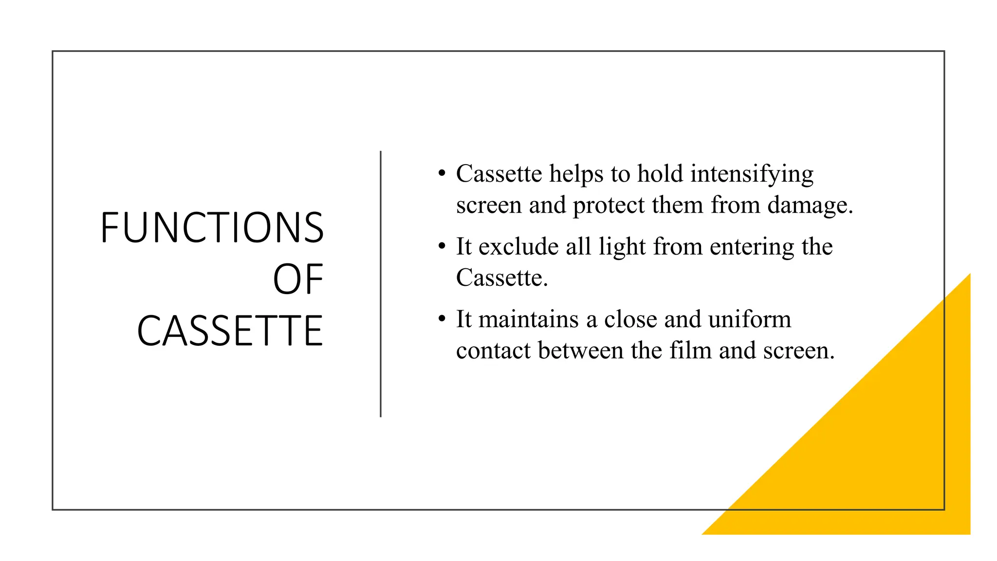 CASSETTE, TYPES OF CASSETTE AND INTENSIFYING SCREEN.pptx