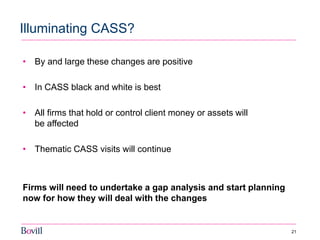Illuminating client money rules - Bovill briefing on FCA CASS regulation following PS 14/9 ...