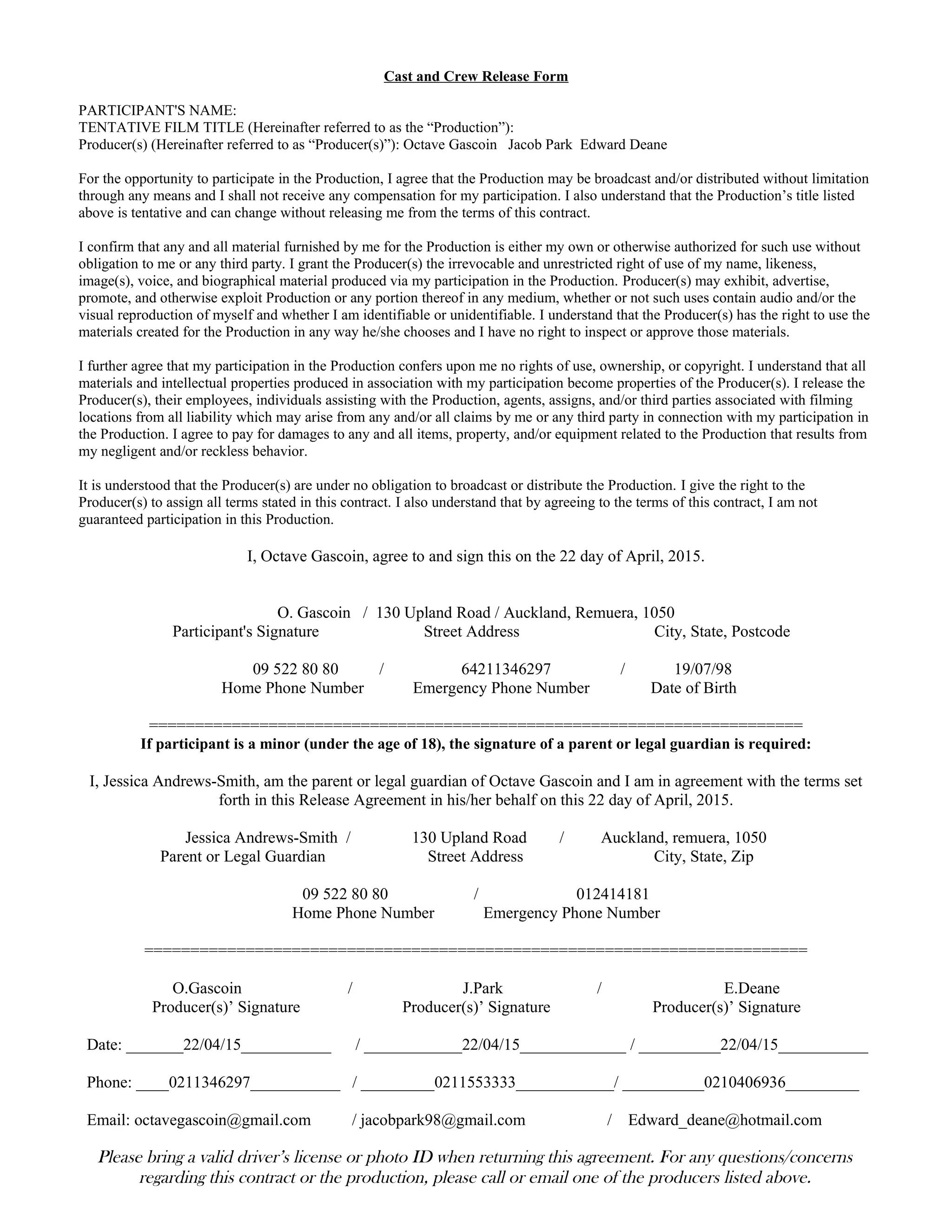 Cast and-crew-release-agreement | DOC