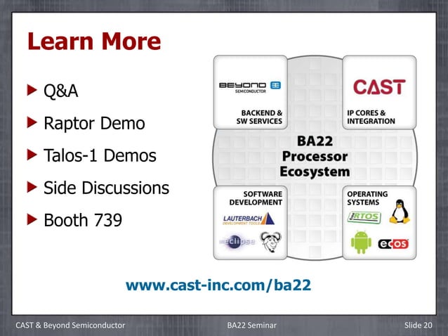 CAST BA22 32-bit Processor Design Seminar, 2/1/12 | PPT