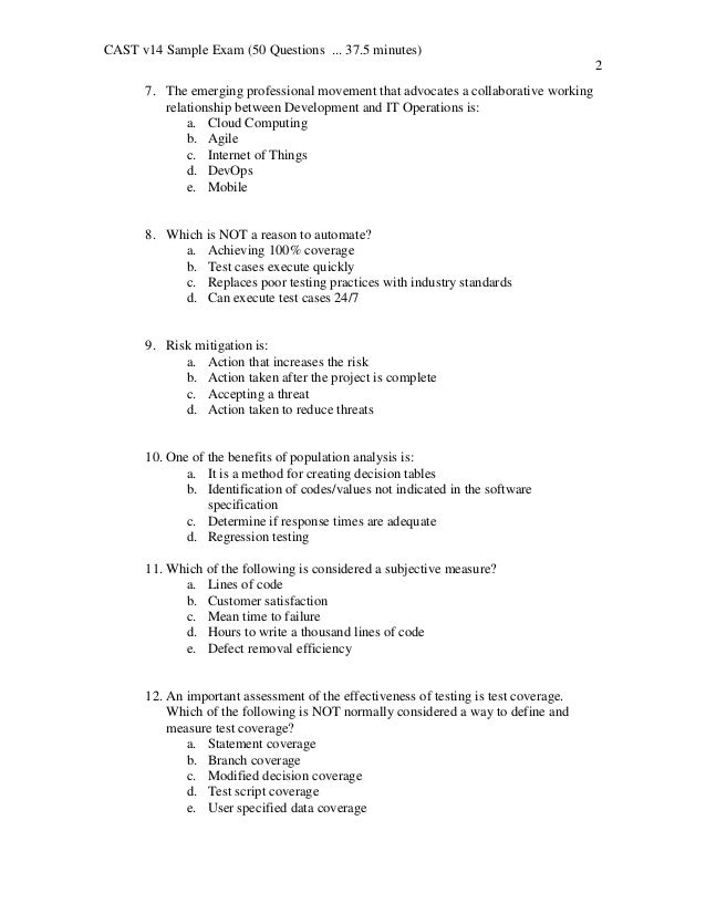 Cast 14 2 sample exam