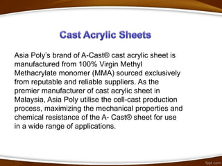 Cast Acrylic Sheets | PPTX