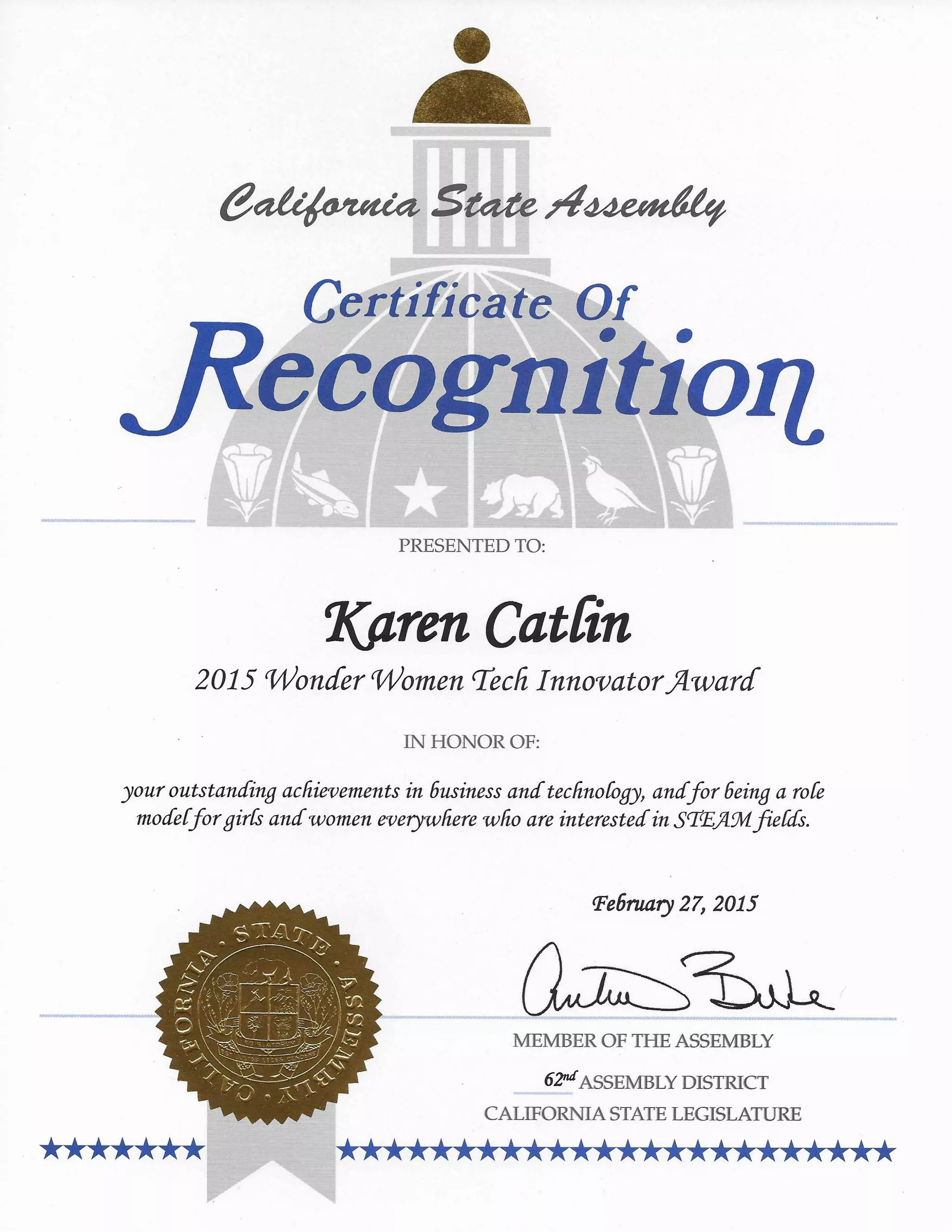 CA State Assembly Award | PDF