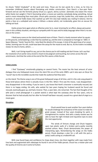 Cast away final movie analysis - School Project | DOCX
