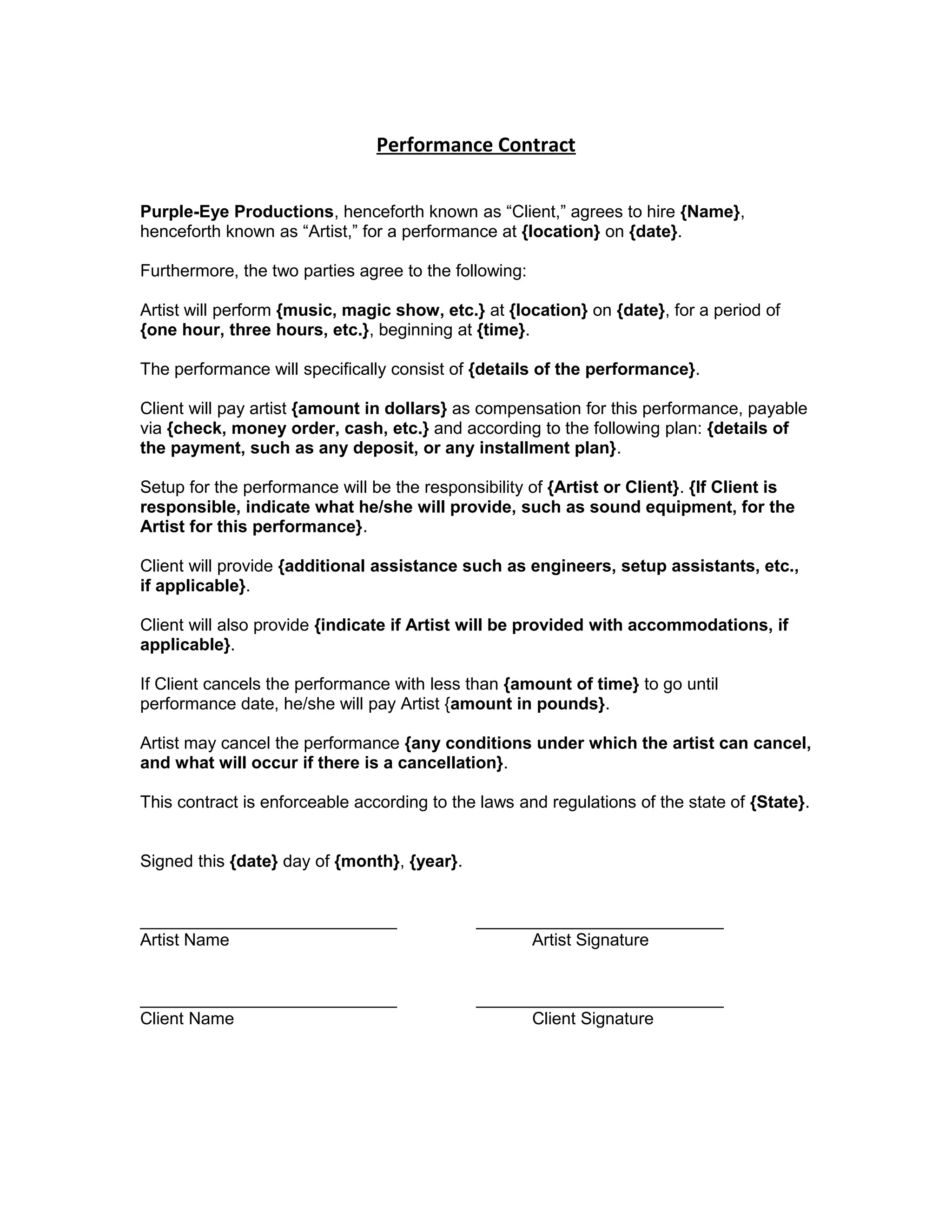 Cast contract | PDF