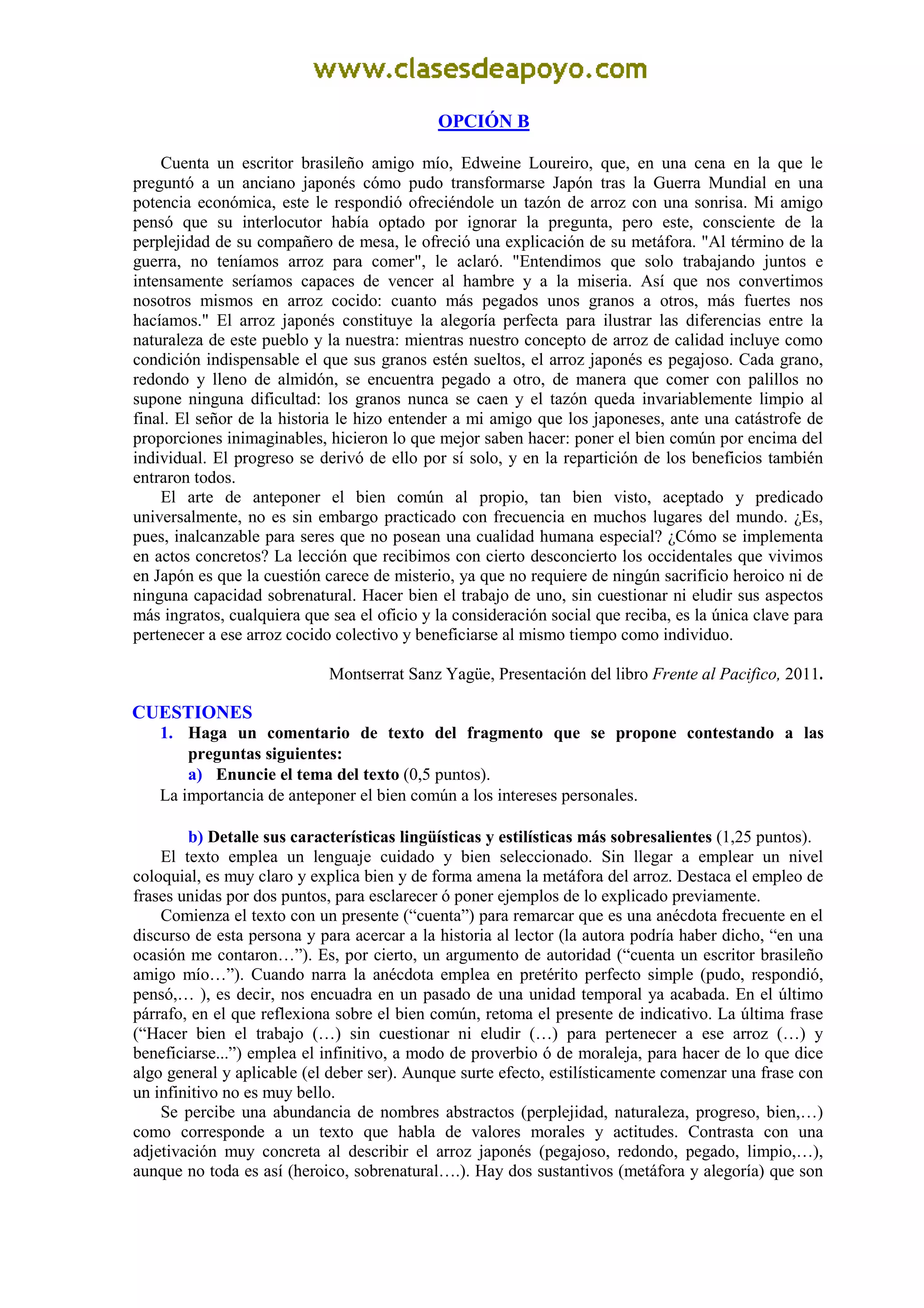 Examenes resueltos de castellano, PAU | PDF