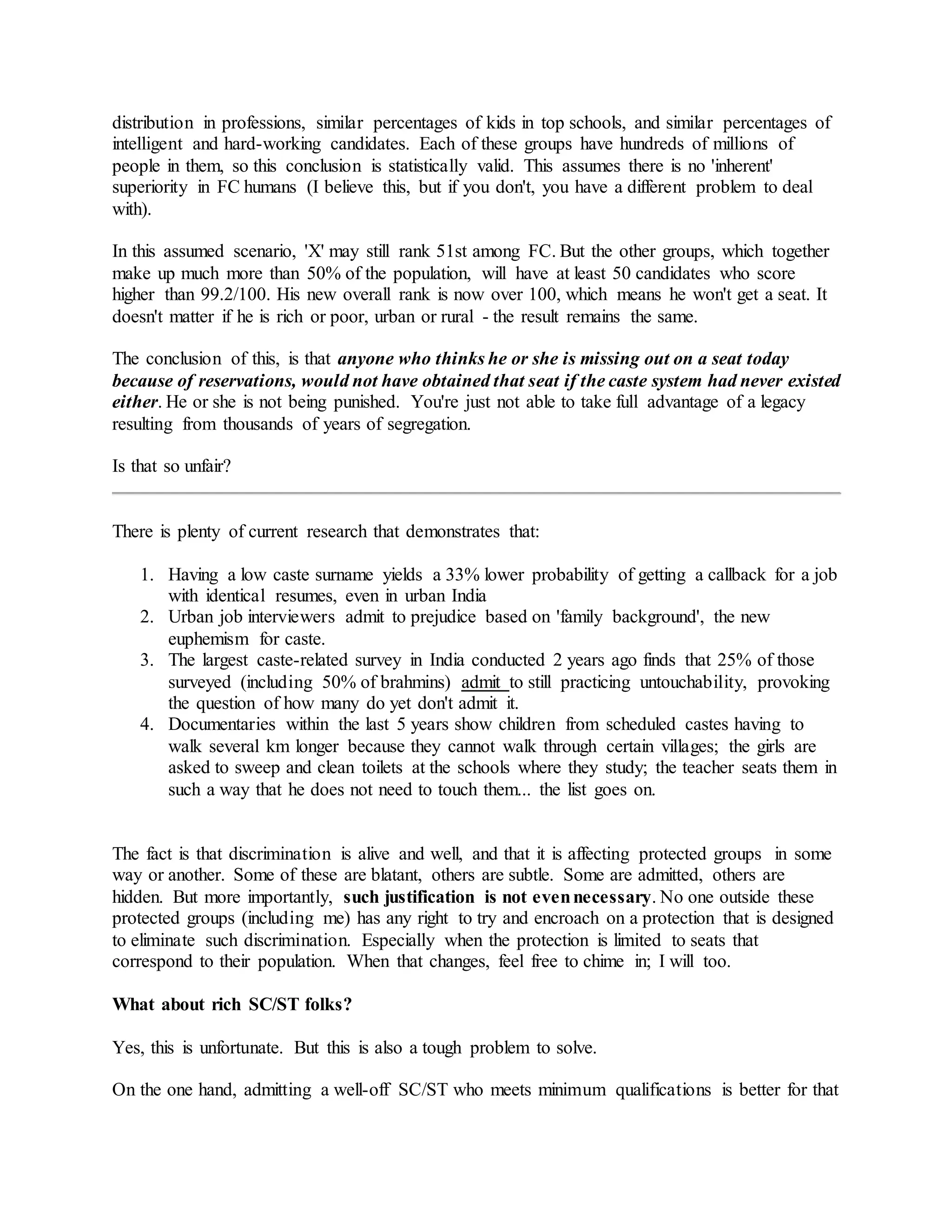 Caste based reservation system | DOCX