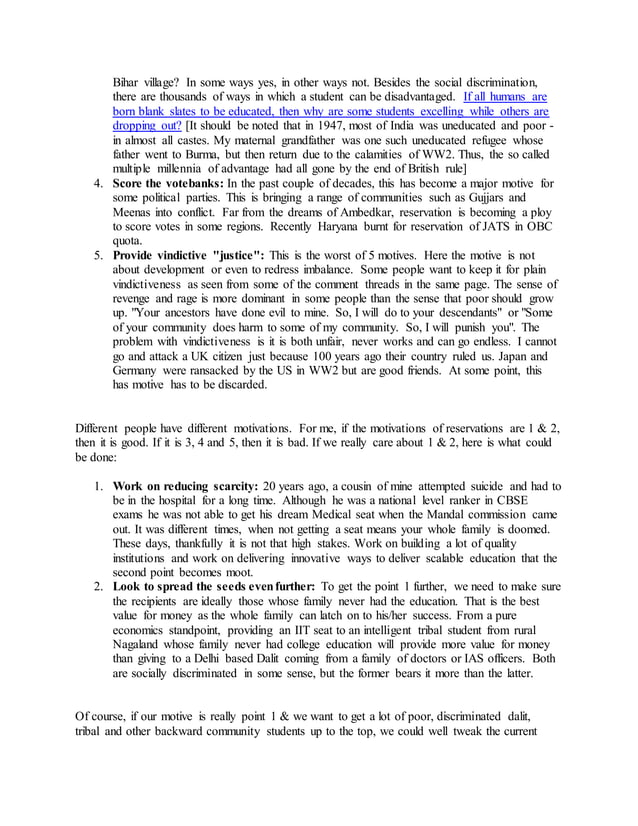 Caste based reservation system | DOCX