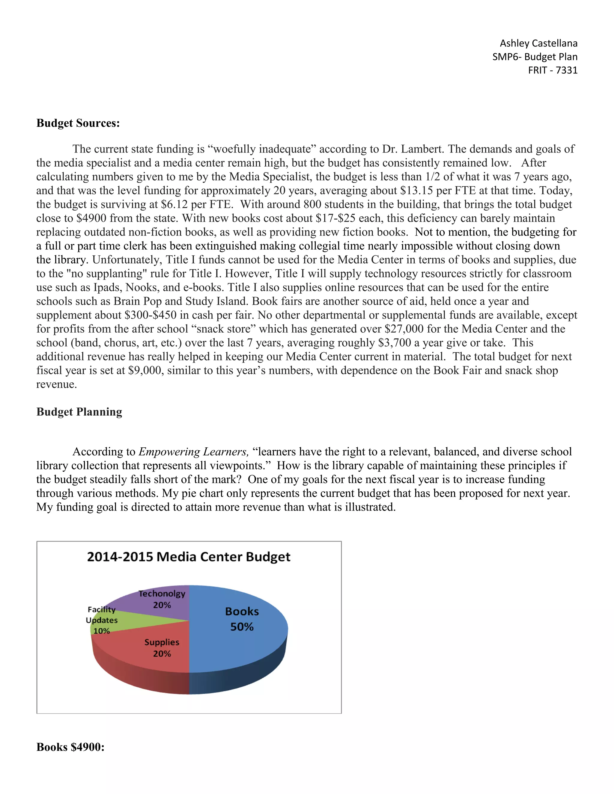 Media Center Budget | DOC