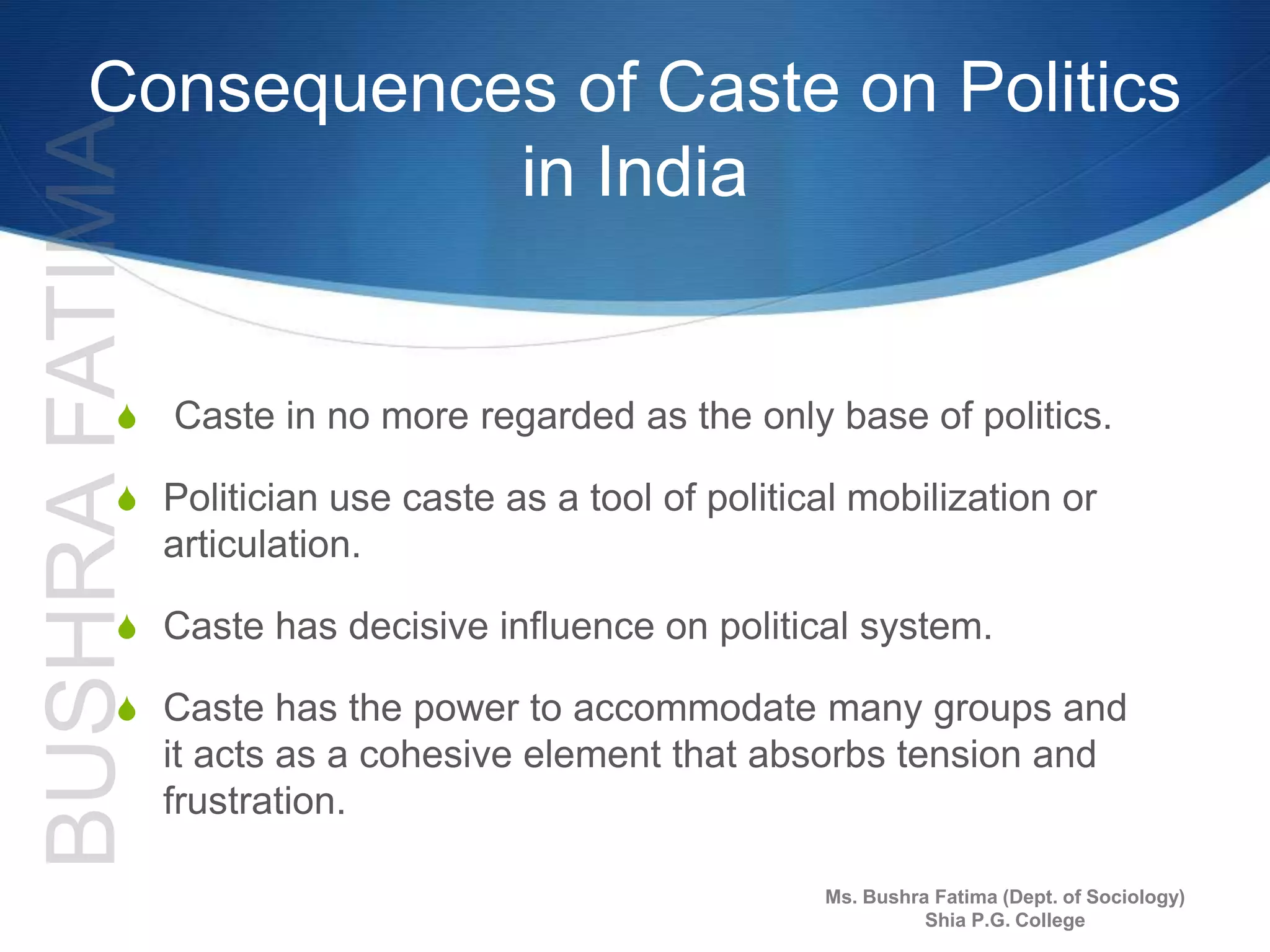 Caste & politics in india | PPTX