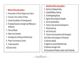 Caste system in India and Social stratification. pptx | PPTX